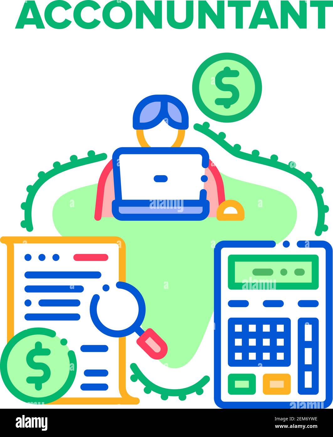 Accountant Work Vector Concept Color Illustration Stock Vector Image ...