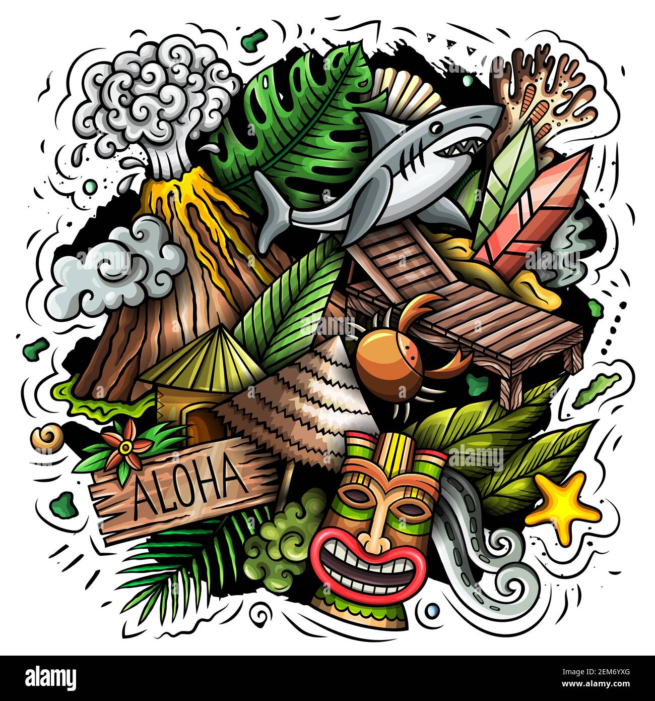 Hawaii cartoon vector doodle design Stock Vector Image & Art - Alamy