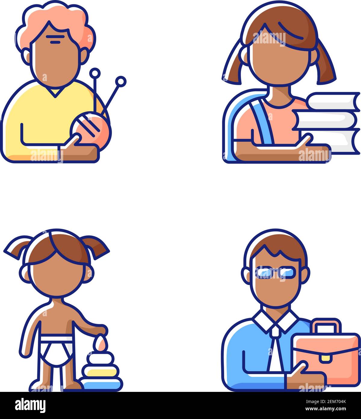 Aging process RGB color icons set Stock Vector Image & Art - Alamy