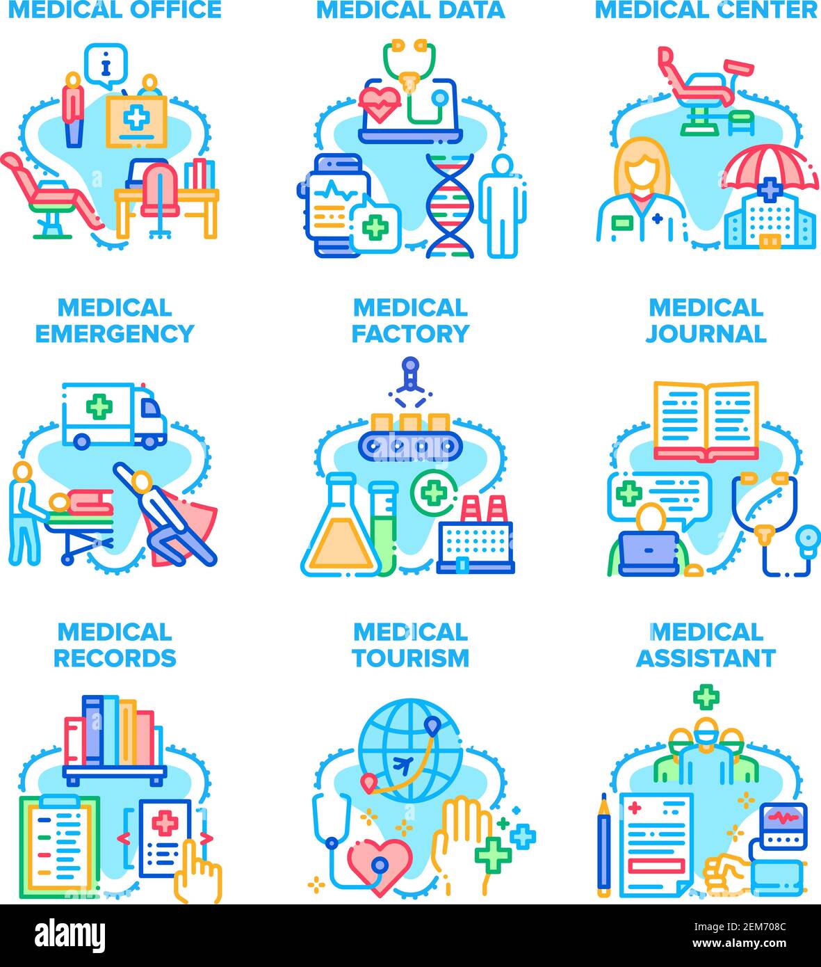 Medical Emergency Set Icons Vector Illustrations Stock Vector Image ...