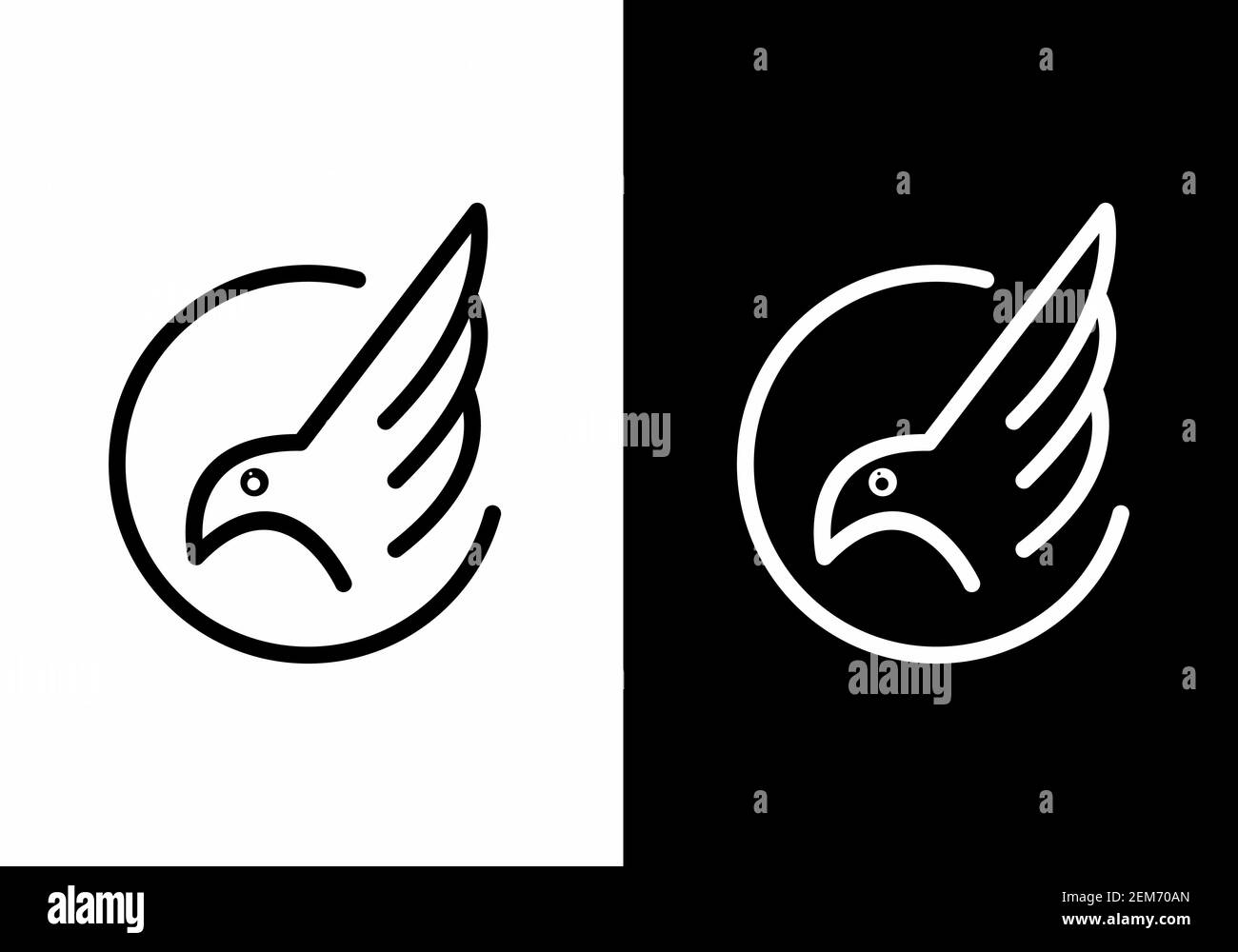 Line art style of bird black and white design Stock Vector Image & Art ...