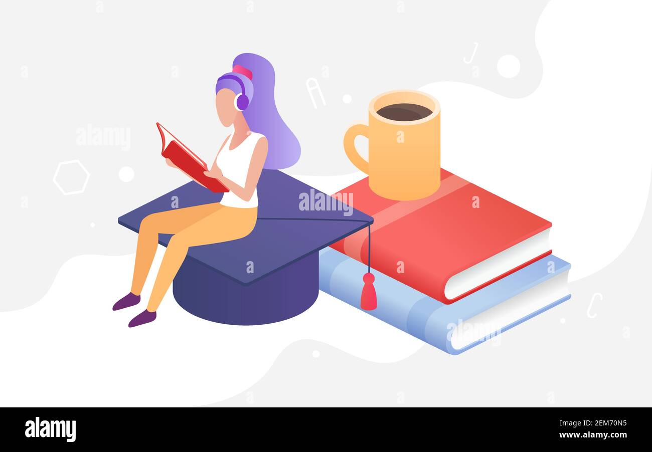 People study and read, education concept vector illustration. Cartoon ...