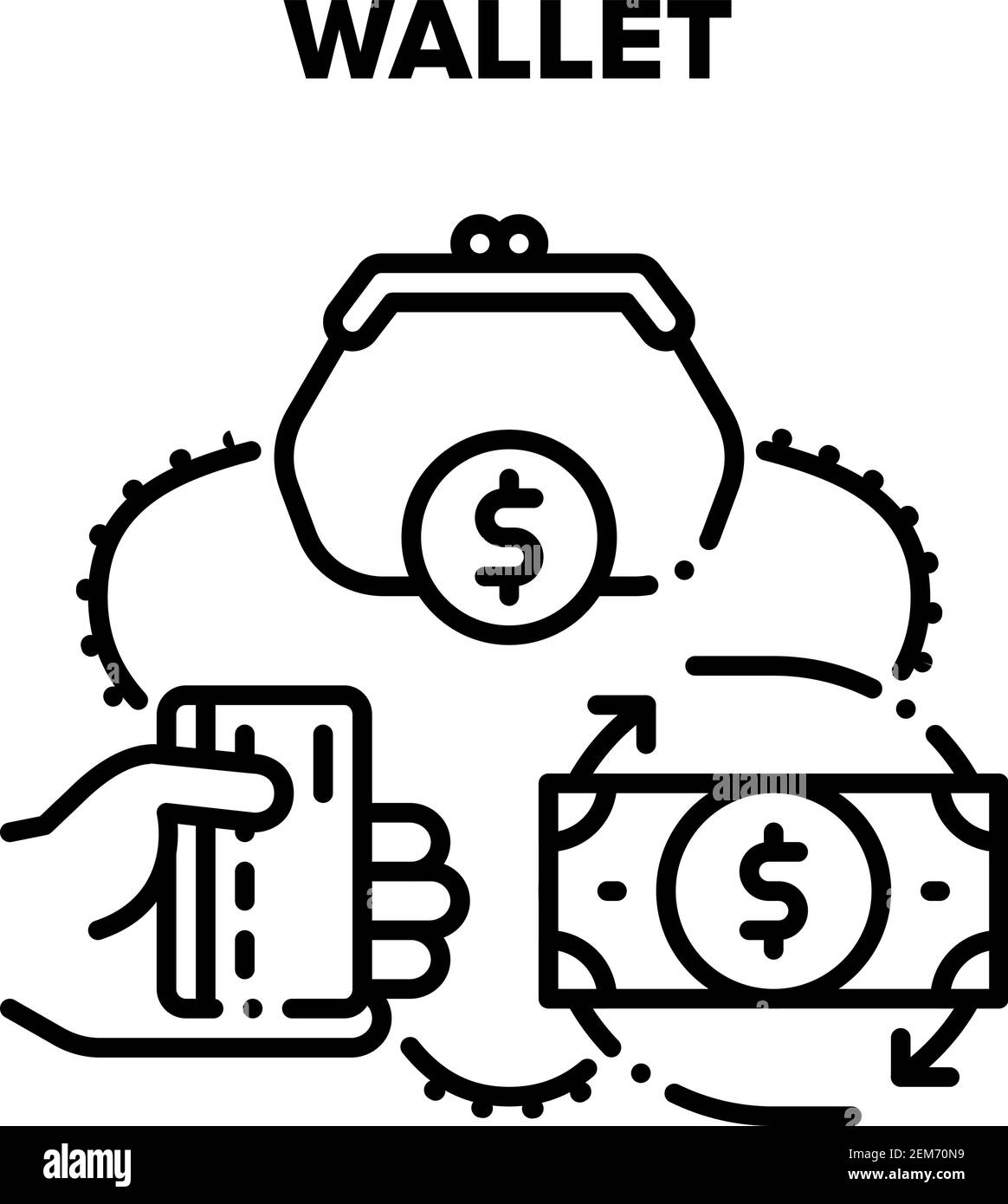 Wallet With Cash Vector Black Illustrations Stock Vector Image & Art ...