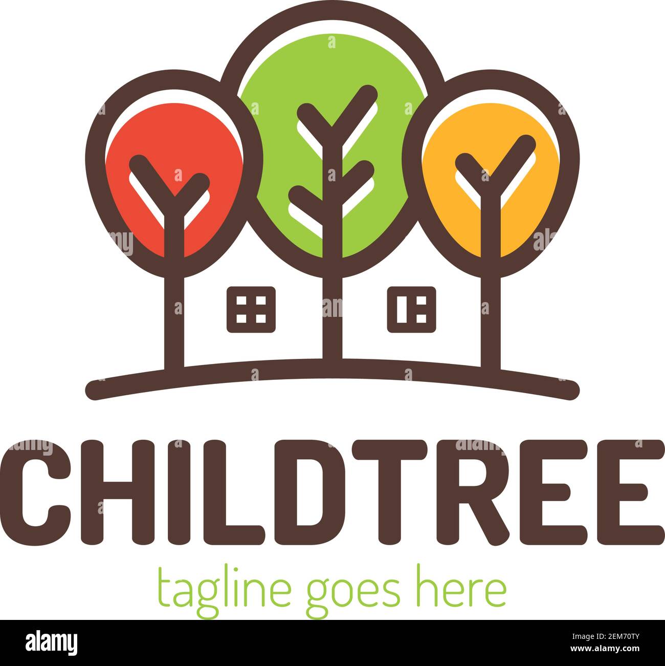 Trees With home in negative space vector Logo Design. Home And Tree ...