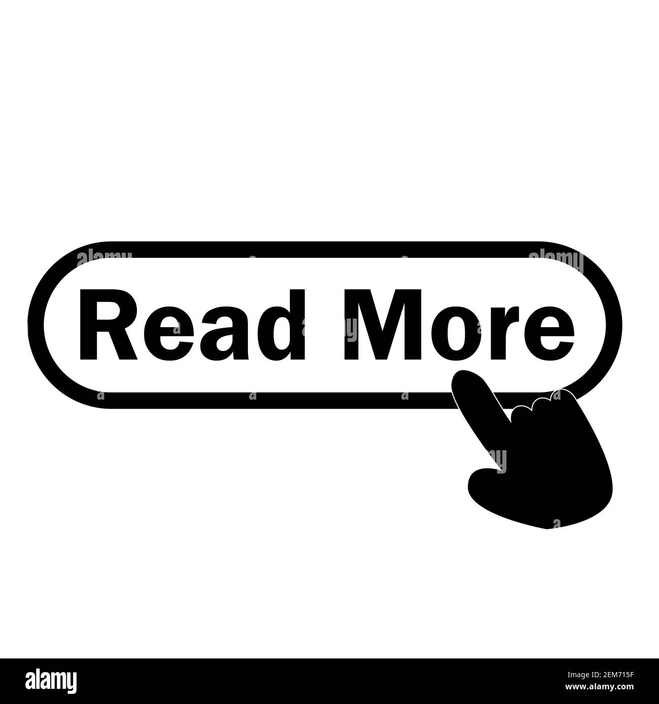 read more icon on white background. finger presses on read more button ...