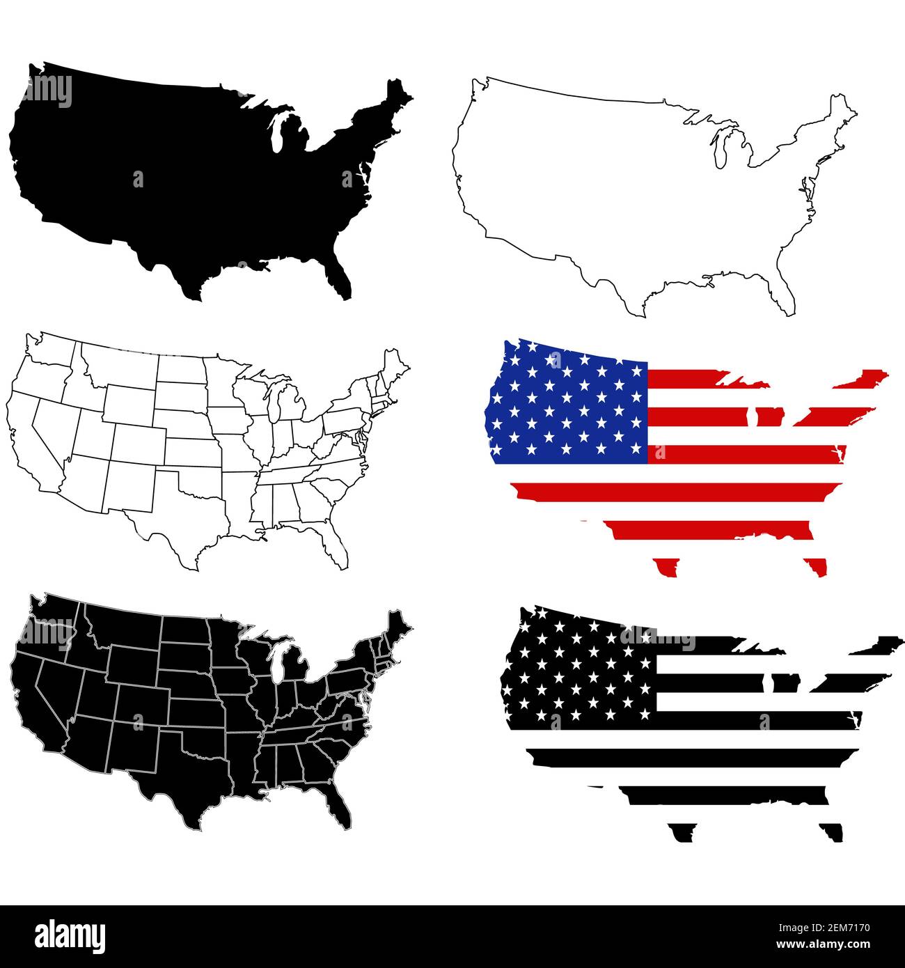 United States of America maps. set USA maps Stock Photo - Alamy