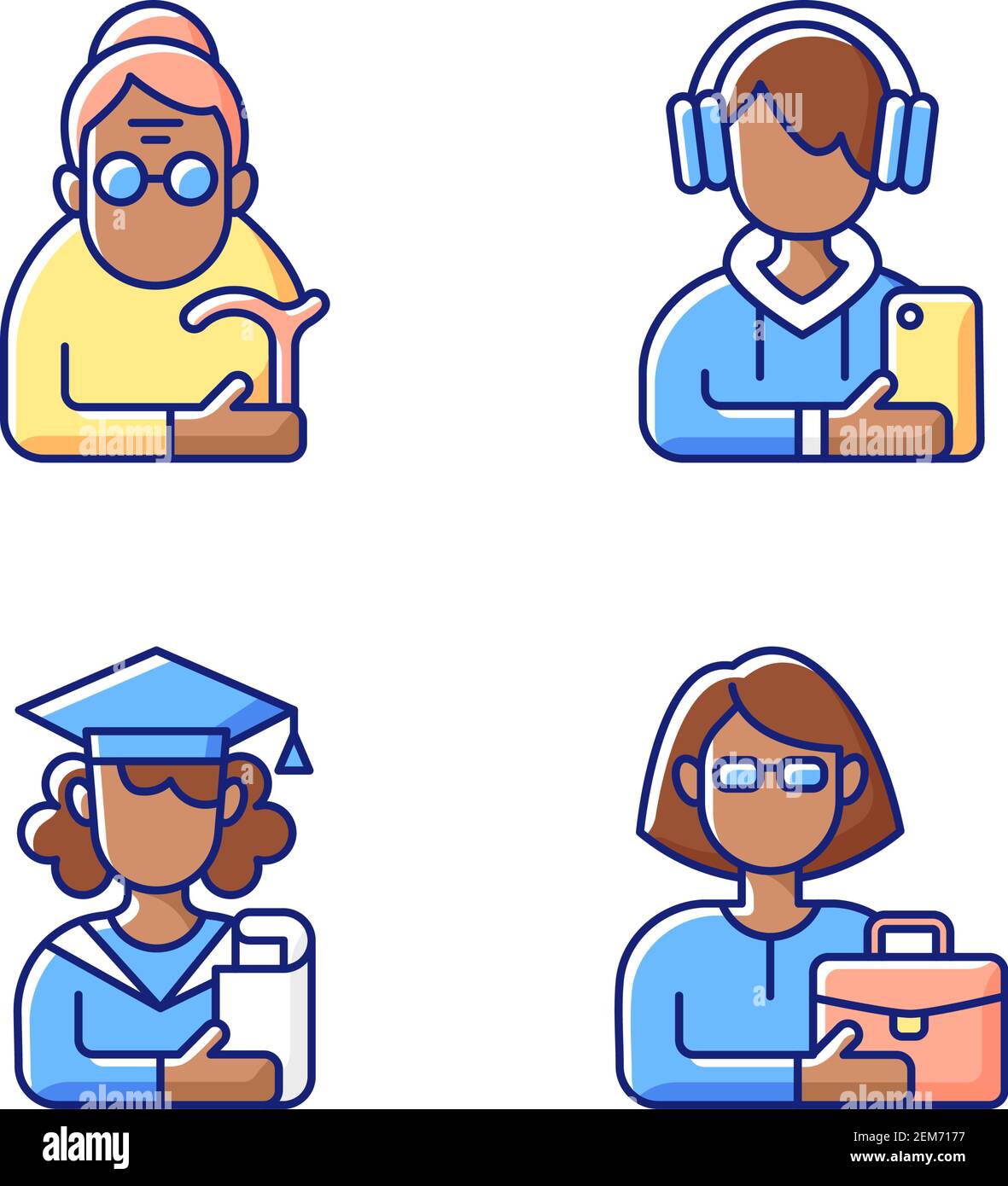 Age and gender differences RGB color icons set Stock Vector Image & Art ...