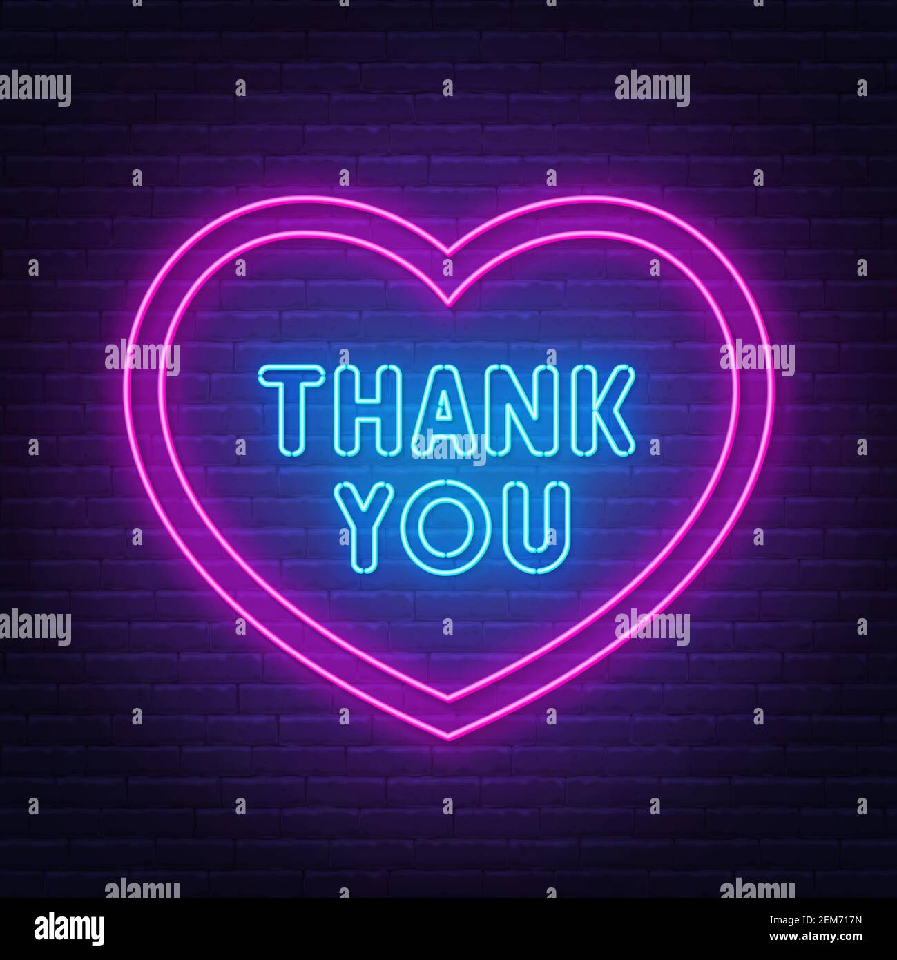 Thank you neon sign in a heart-shaped frame on brick wall background Stock Vector Image & Art ...