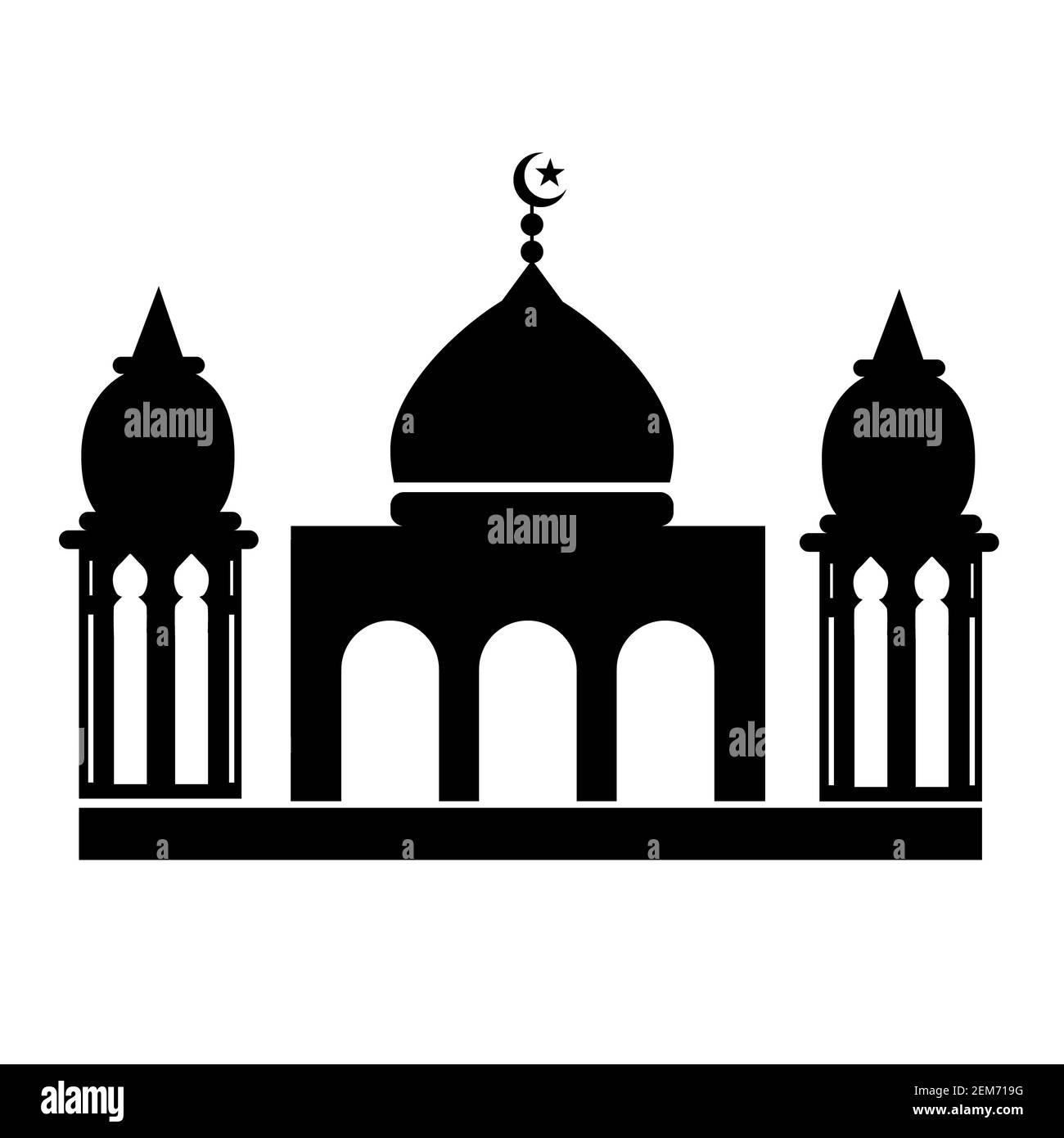 mosque icon on white background. flat style. crescent moon and mosque ...