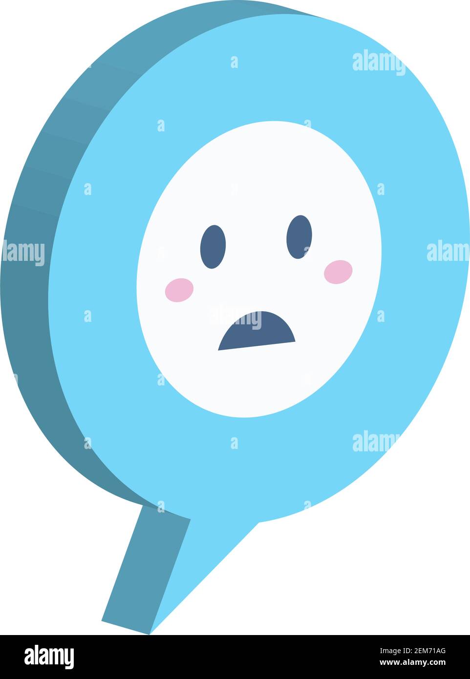 sad emoji in isometric communication bubble design, Message discussion ...