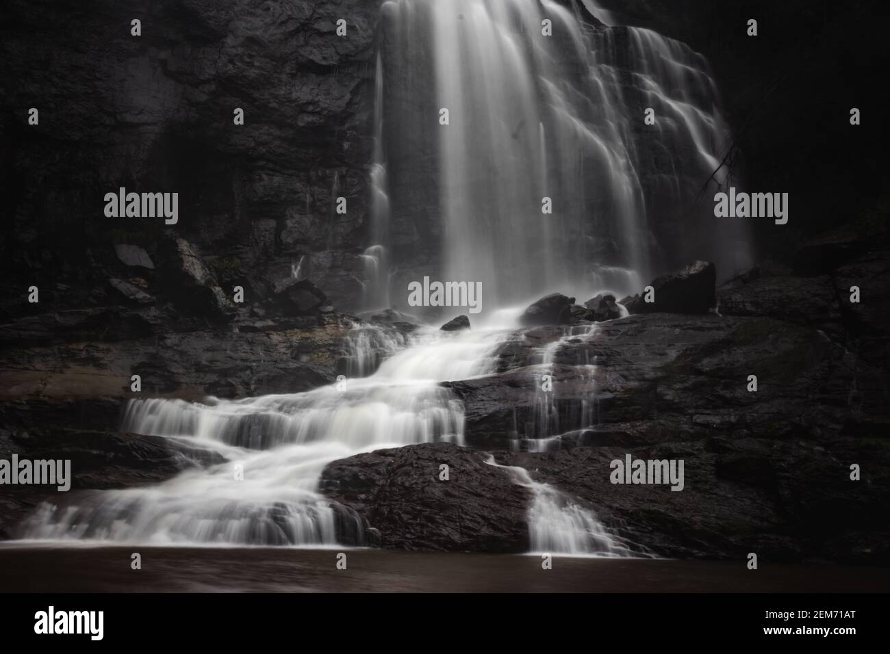 Beautiful Waterfall Landscape - A long exposure of a waterfall flowing ...