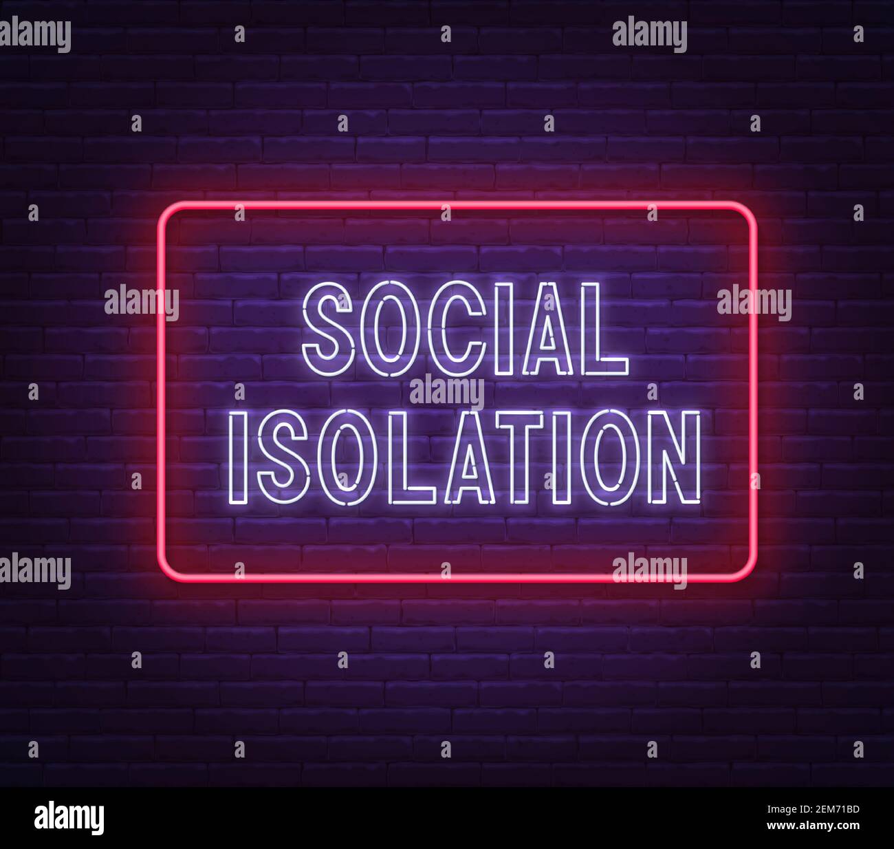 Social isolation neon sign on brick wall background Stock Vector Image ...