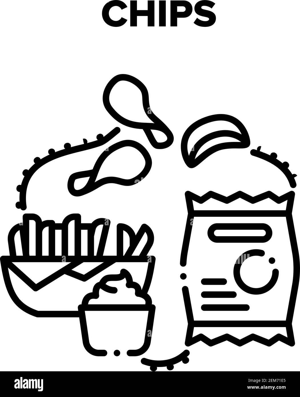 Chips Snack Vector Black Illustrations Stock Vector Image & Art - Alamy