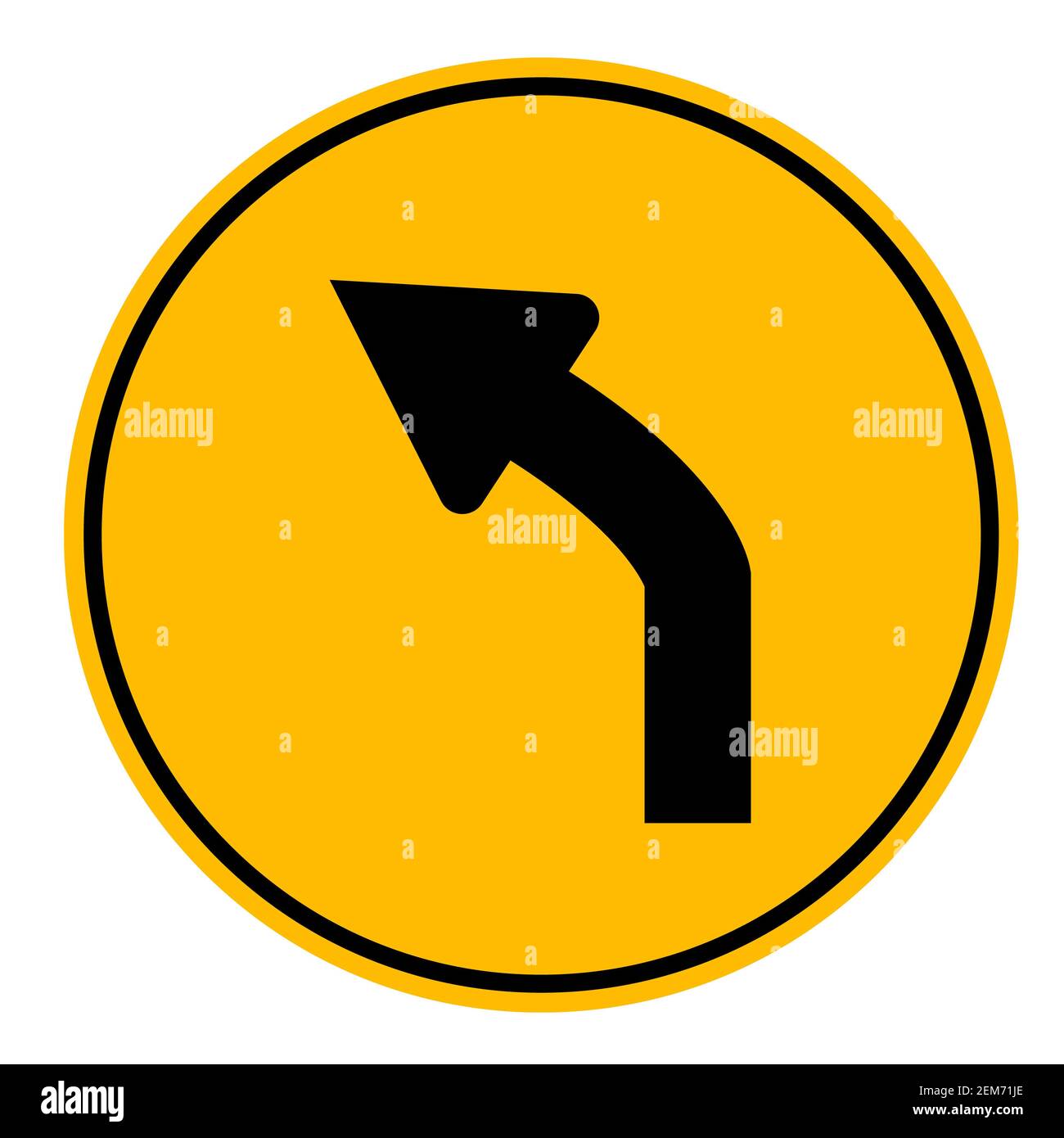 left curve ahead traffic on white background. flat style. left curve ...