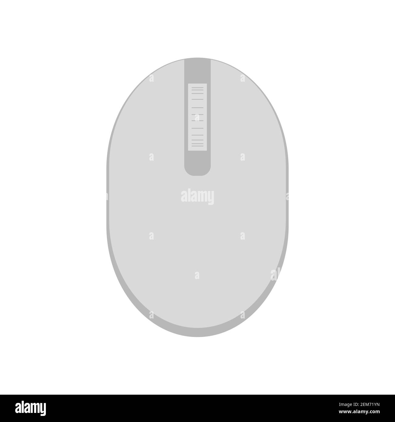 A simple gray computer mouse in the shape of an oval, with two keys and ...