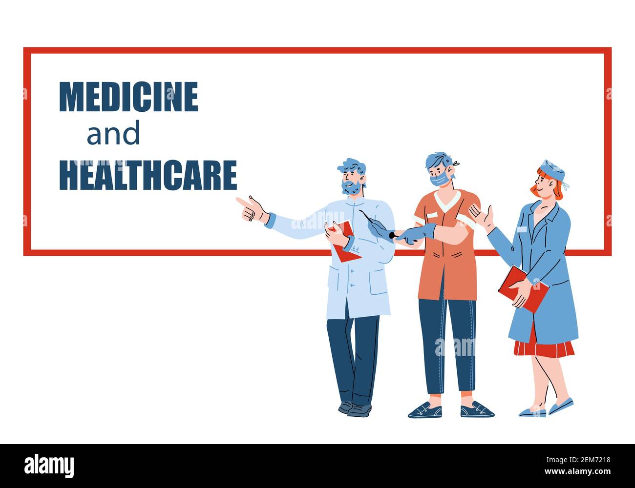 Medicine and healthcare banner concept with smiling doctors and medical ...