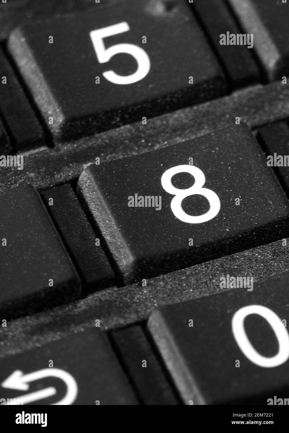 Close-up view of Television or TV remote control with numbers keys ...
