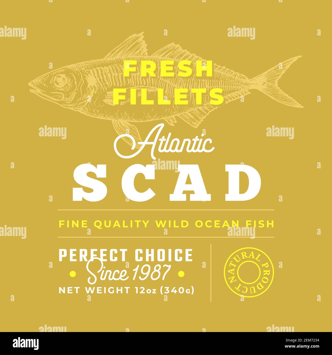 Fresh Fillets Premium Quality Label. Abstract Vector Fish Packaging ...