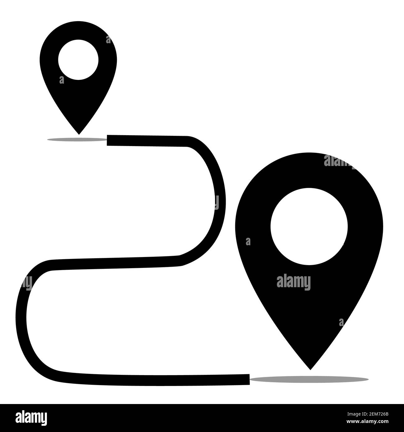 black route location icon on white background. flat style. GPS navigator. map pointer sign Stock ...