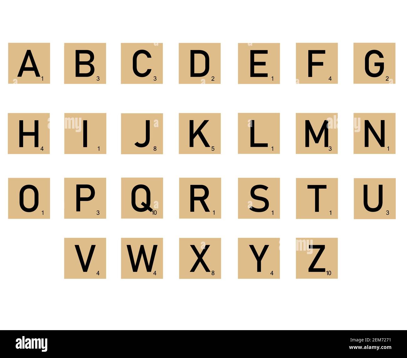 Scrabble Tiles on white background. Scrabble Letters symbol. 26 ...