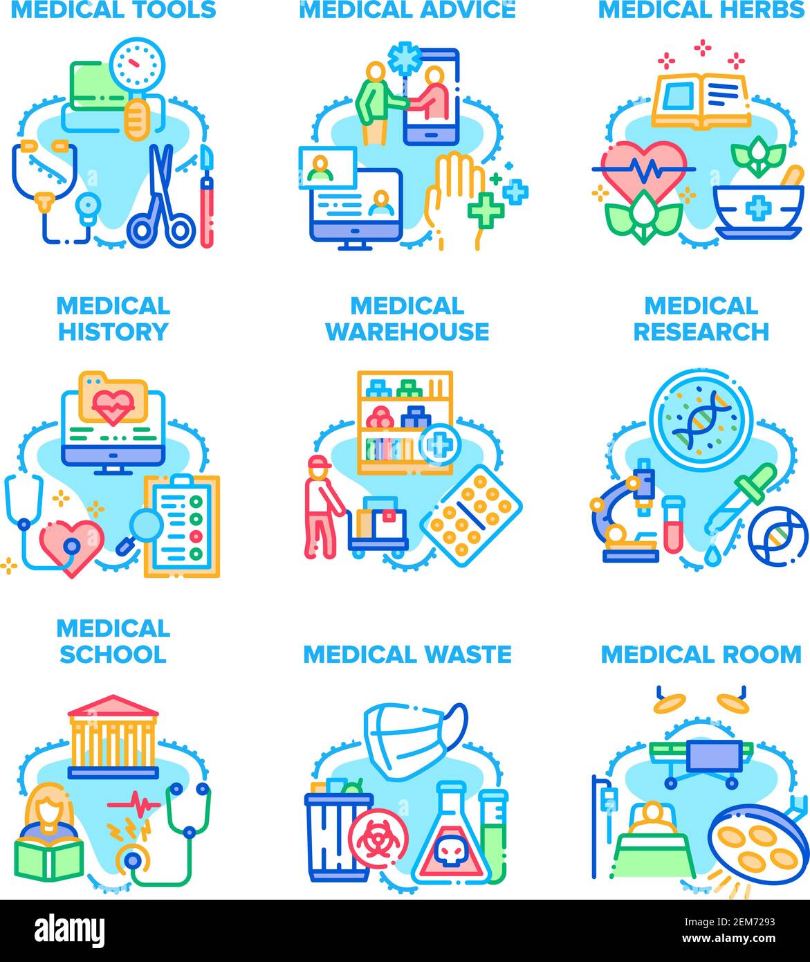 Medical Advice Set Icons Vector Illustrations Stock Vector Image & Art ...