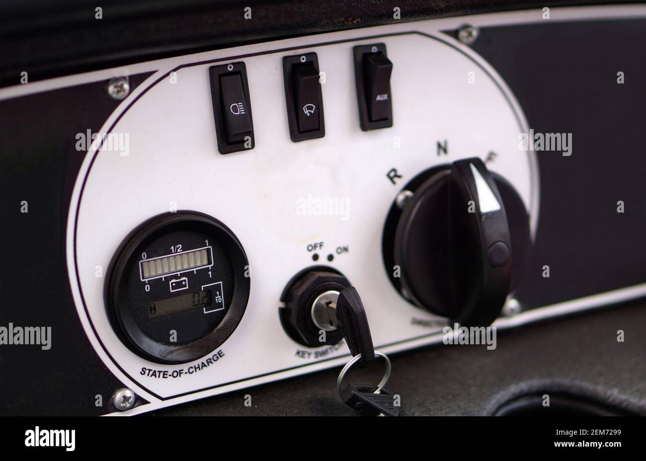 Close-up view of dash board of electric transport vehicle Stock Photo ...