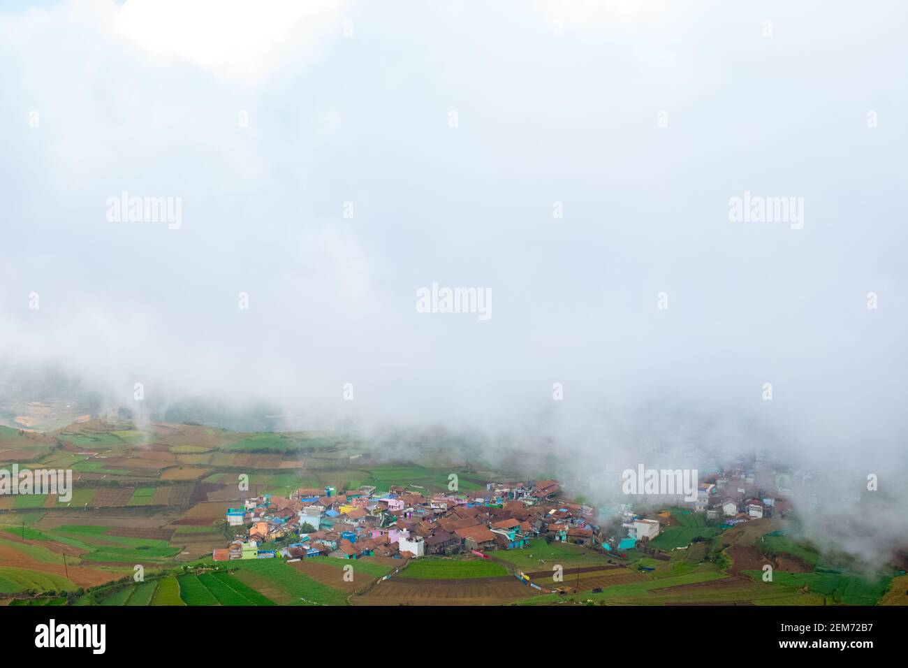 Poombarai Village View Over The Misty Clouds. Beautiful Poombarai ...