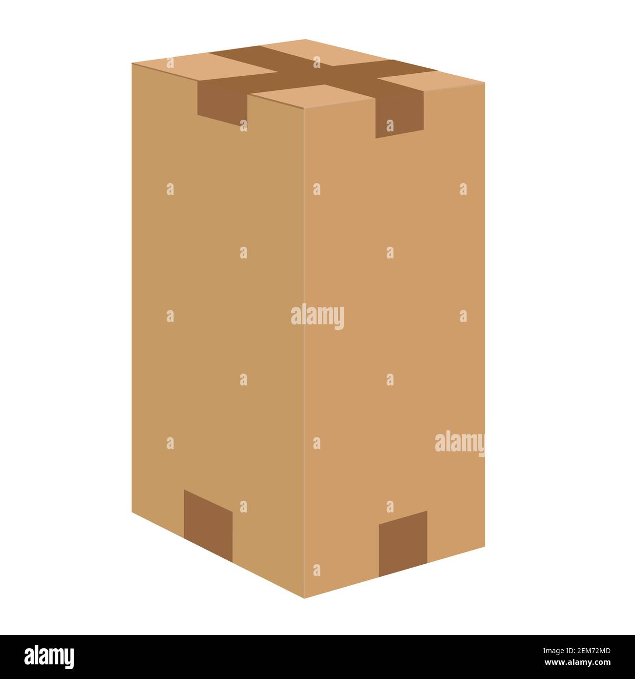 closed cardboard box taped up on white background. Brown paper box ...