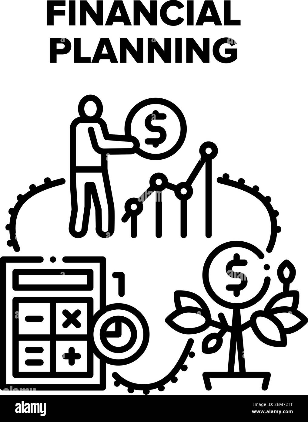 Financial Planning Economy Vector Black Illustrations Stock Vector ...