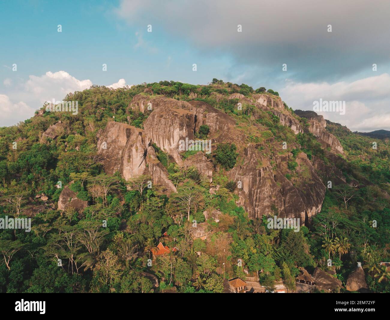 Aerial view of cliffs Gunung Api Purba in Yogyakarta, Indonesia Stock ...