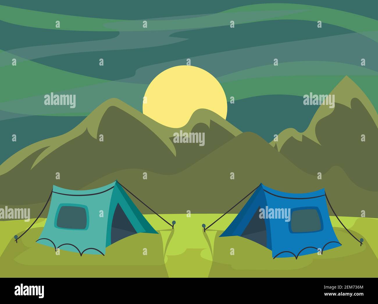 Camping tents at landscape design of camp adventure lifestyle and ...