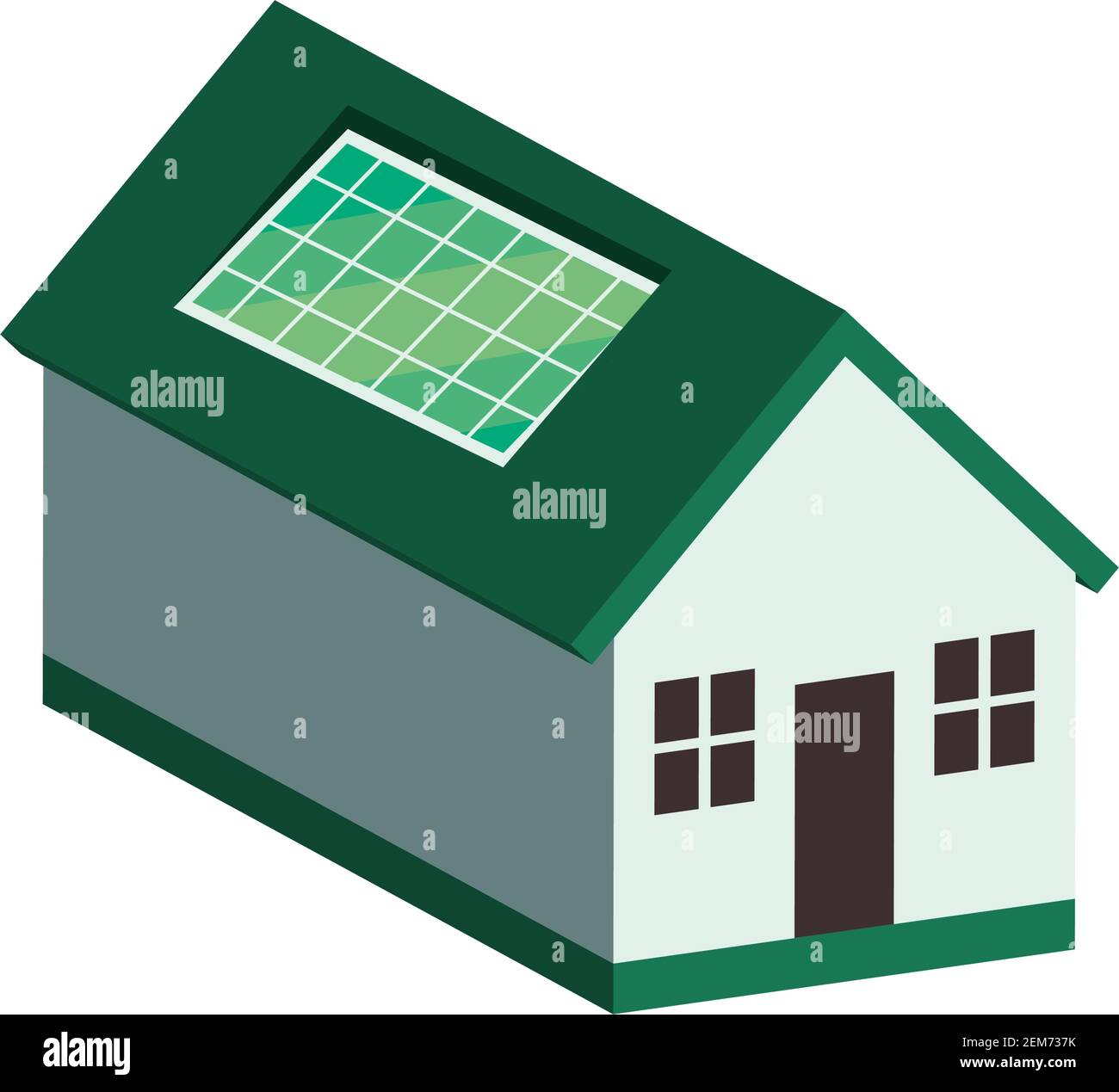 Solar panel on house isometric design, Save energy power eco ...