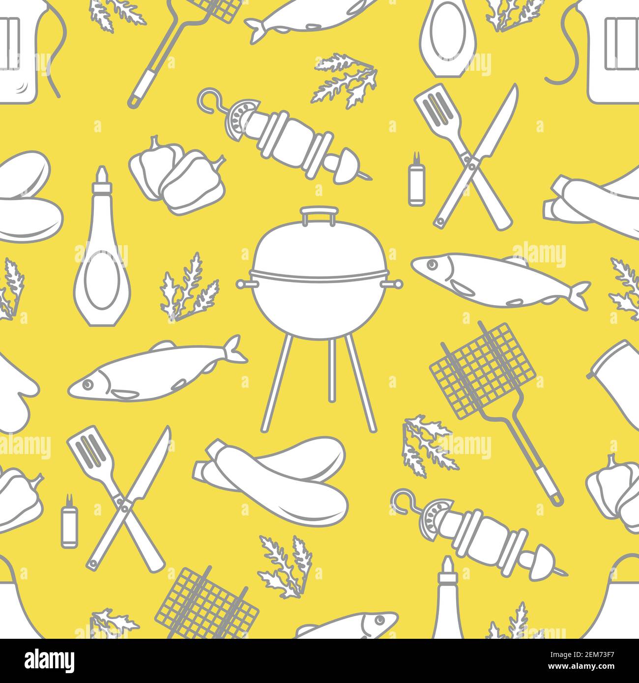 Seamless pattern with grill and barbecue tools. BBQ party background ...