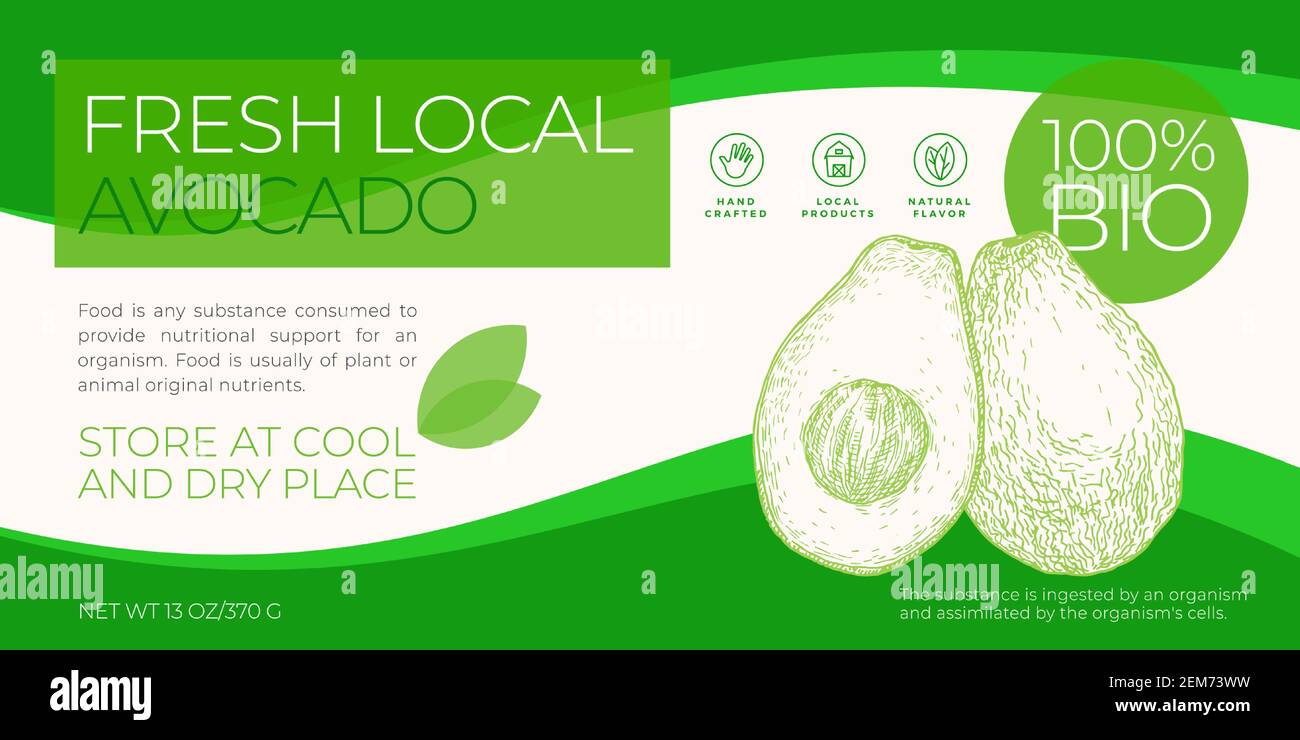 Fresh Local Fruits and Vegetables Label Template. Abstract Vector ...
