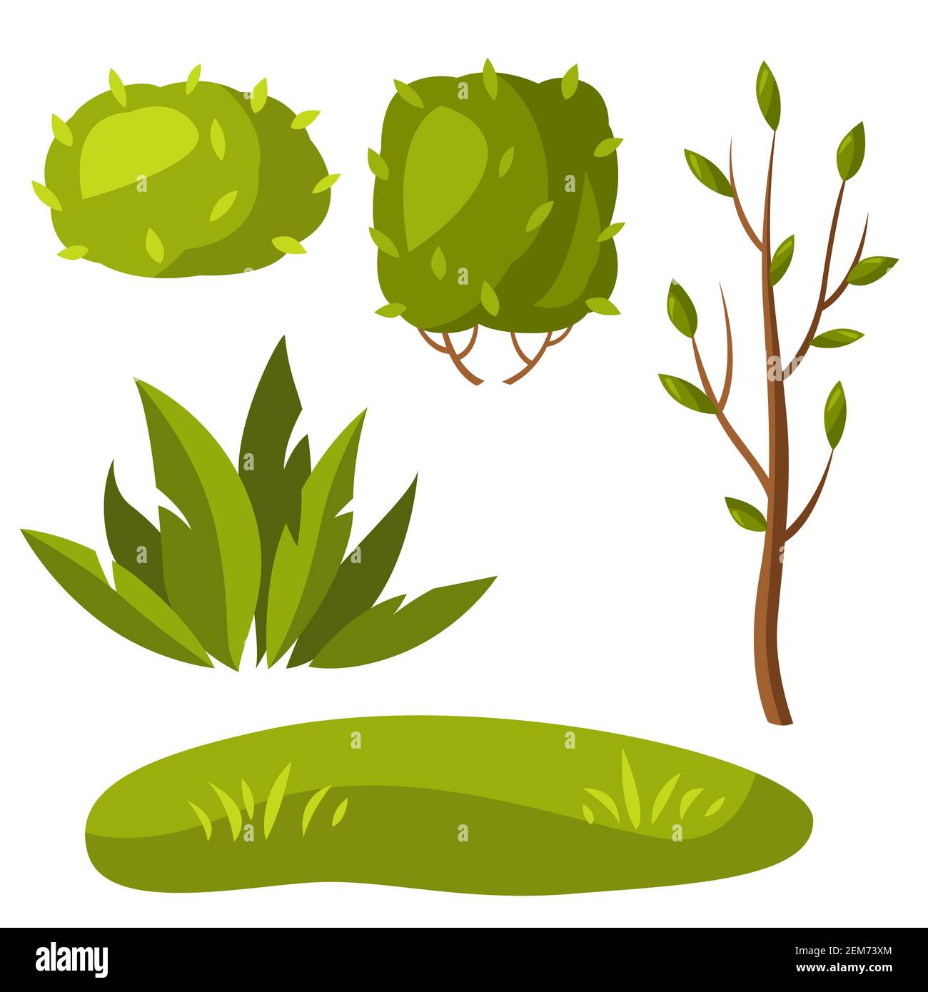 Green grass bushes set Cut Out Stock Images & Pictures - Alamy
