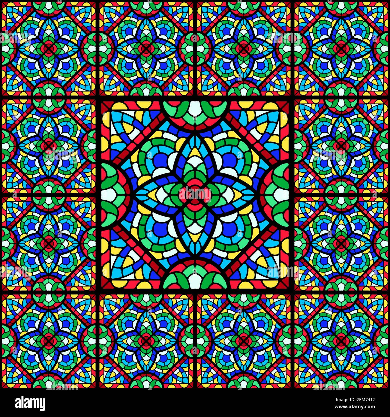 Stained-glass window with colored piece Stock Vector Image & Art - Alamy