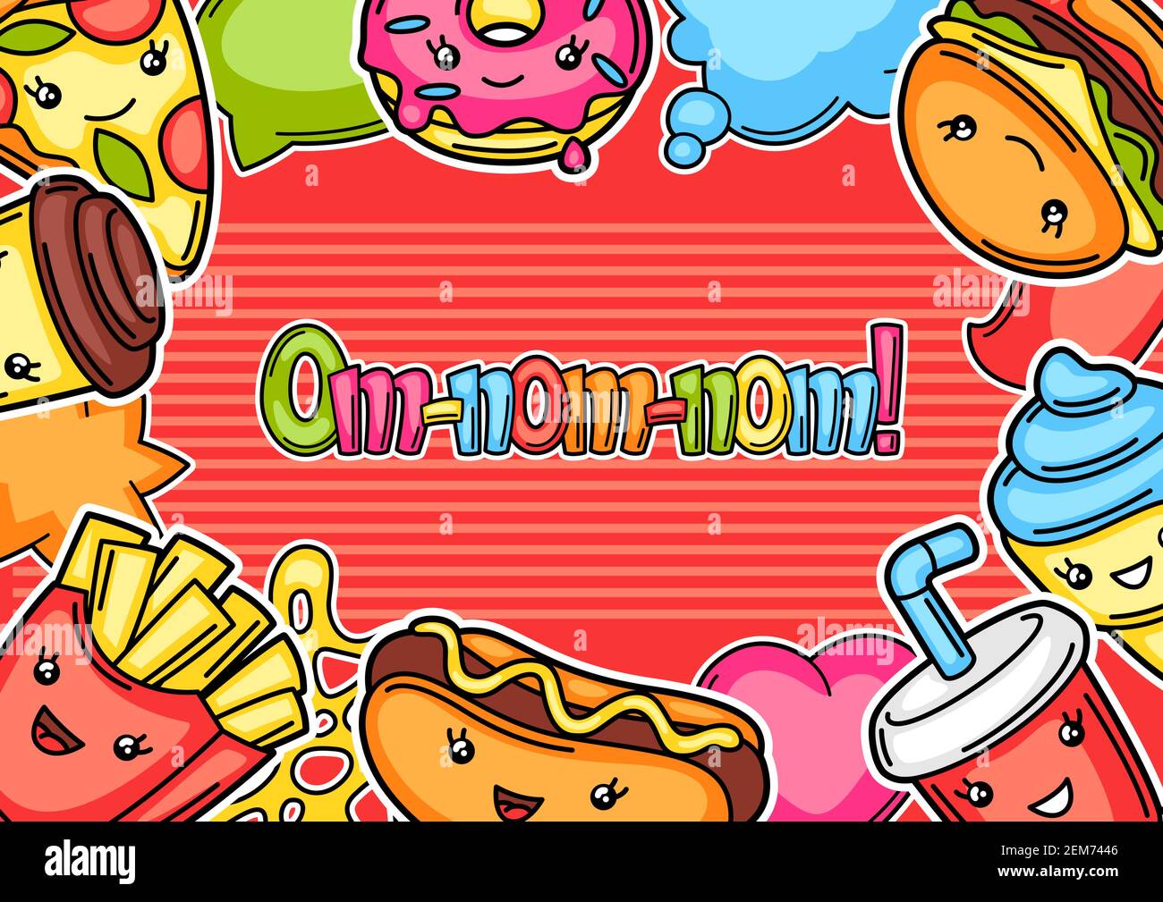 Frame with cute kawaii fast food meal Stock Vector Image & Art - Alamy