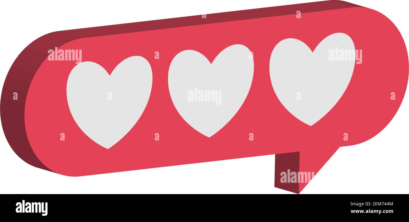 hearts in isometric communication bubble design, Message discussion ...