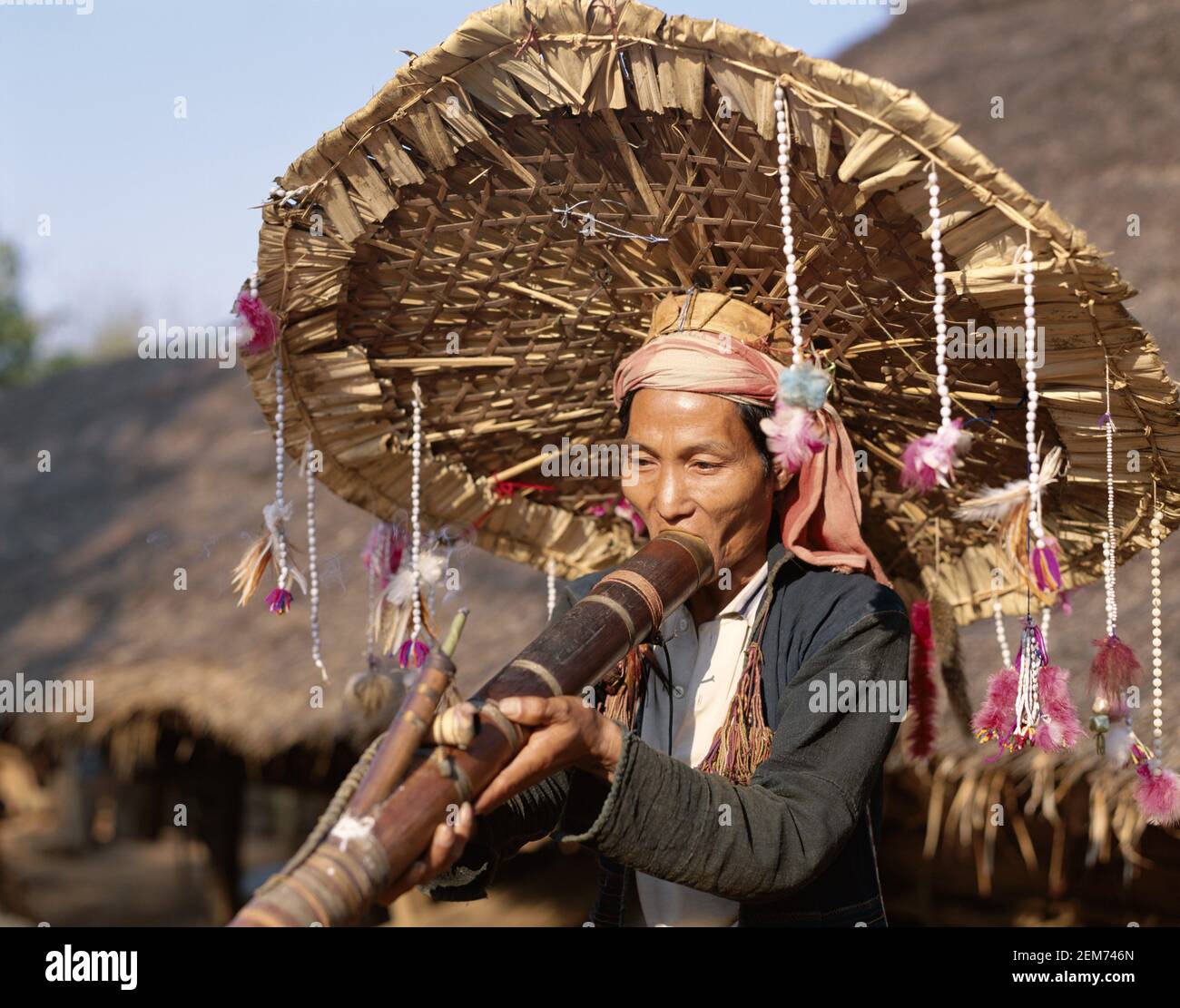 Asia,Thailand, Golden Triangle, Chiang Rai, Meo Hill Tribe Man Smoking ...