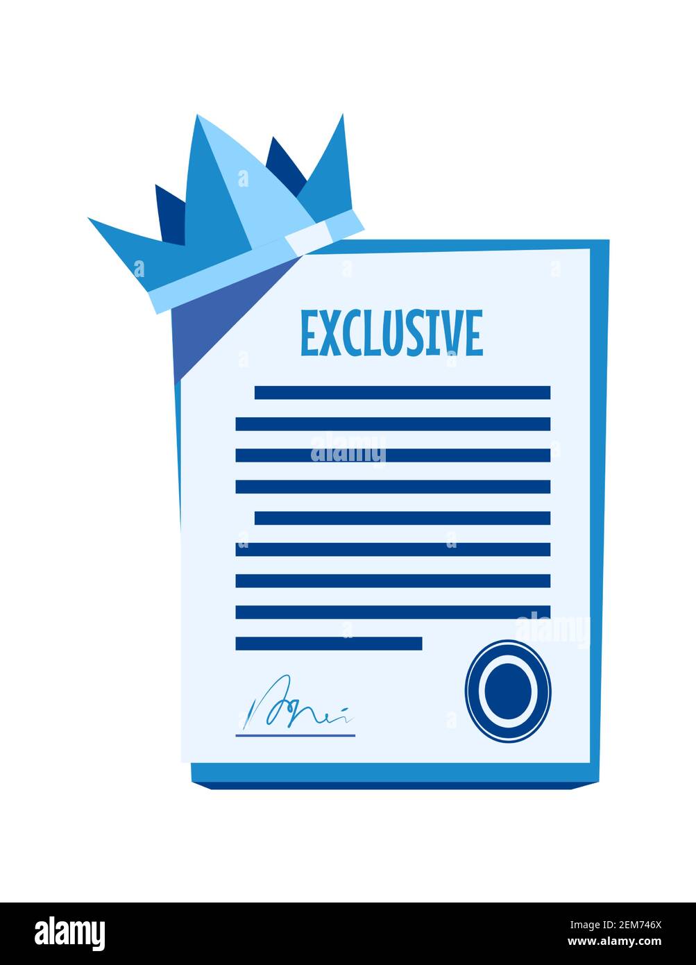 Paper document with signature and seal, exclusive contract or agreement ...
