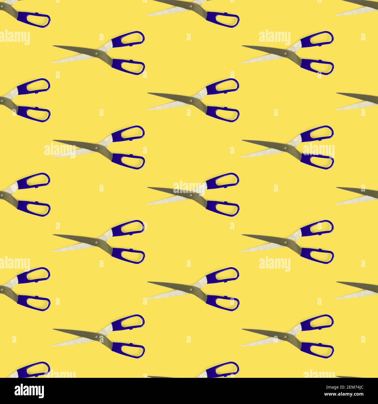 Seamless pattern of scissors separated from the yellow flat layer ...