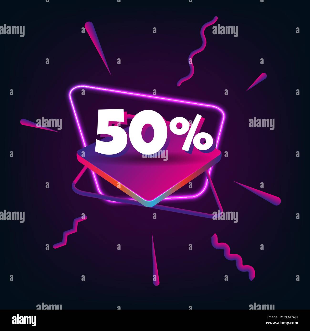 Sale 50 percent off discount purple poster. Vector background Stock ...