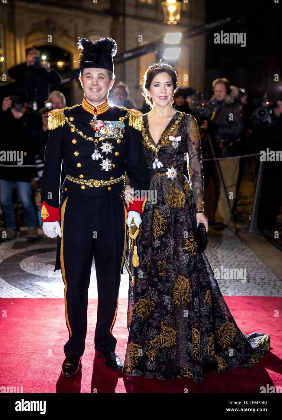 01-01-2019 Amalienborg Princess Mary and Prince Frederik arrive for the ...
