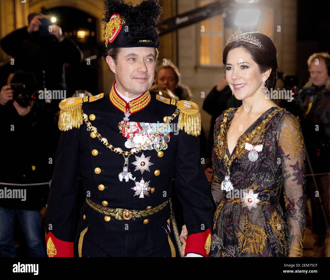 01-01-2019 Amalienborg Princess Mary and Prince Frederik arrive for the ...