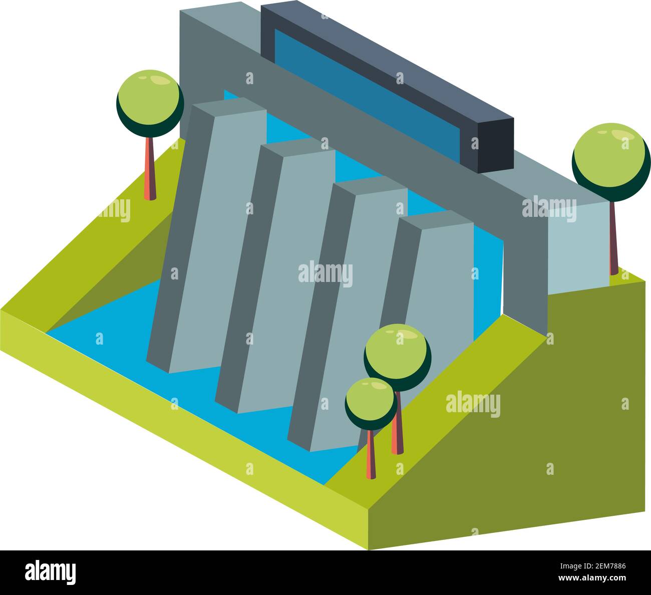 Ecological dam isometric design, Save energy power eco sustainable and ...