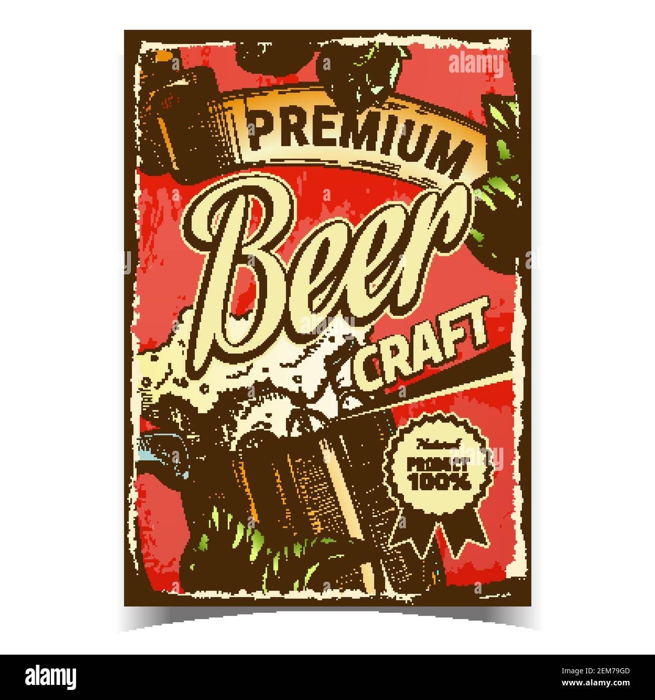 Beer Craft Drink Creative Advertise Poster Vector Stock Vector Image ...