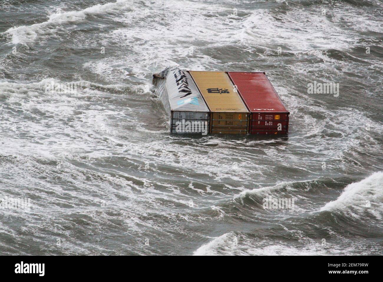 Containers from container vessel Panamanian-flagged MSC ZOE float in ...
