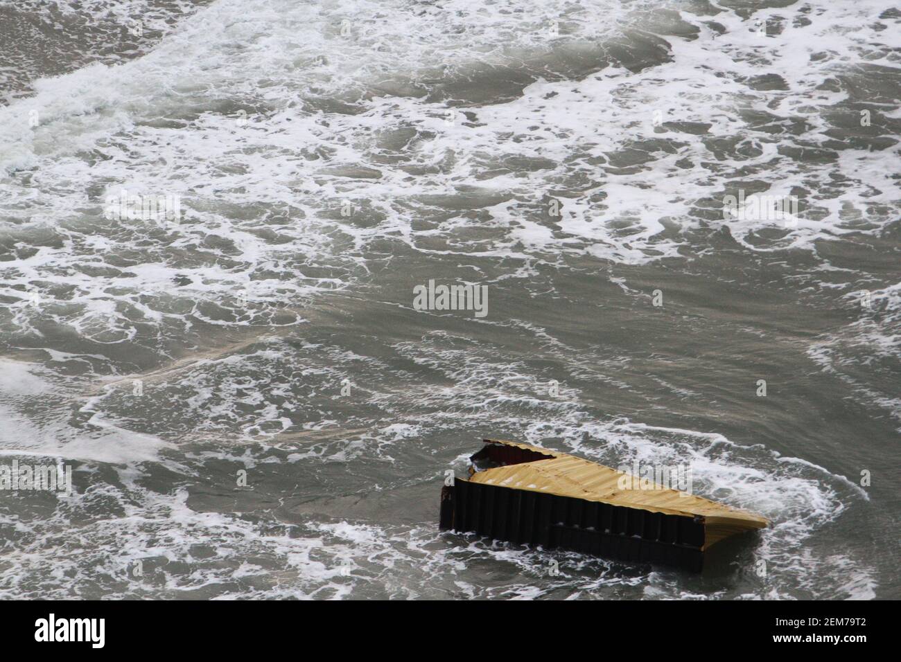 Containers from container vessel Panamanian-flagged MSC ZOE float in ...
