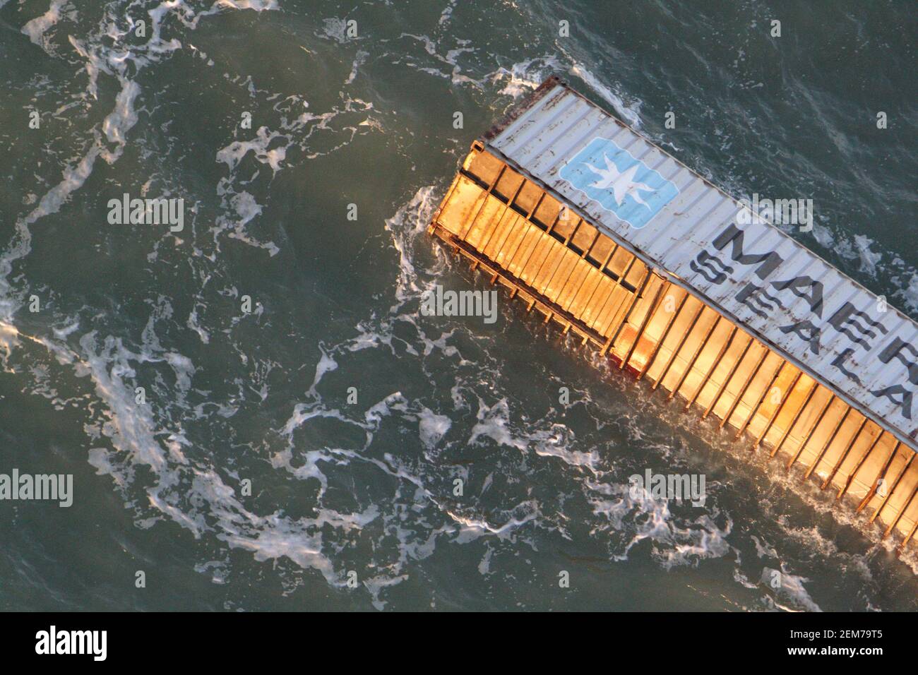 Containers from container vessel Panamanian-flagged MSC ZOE float in ...
