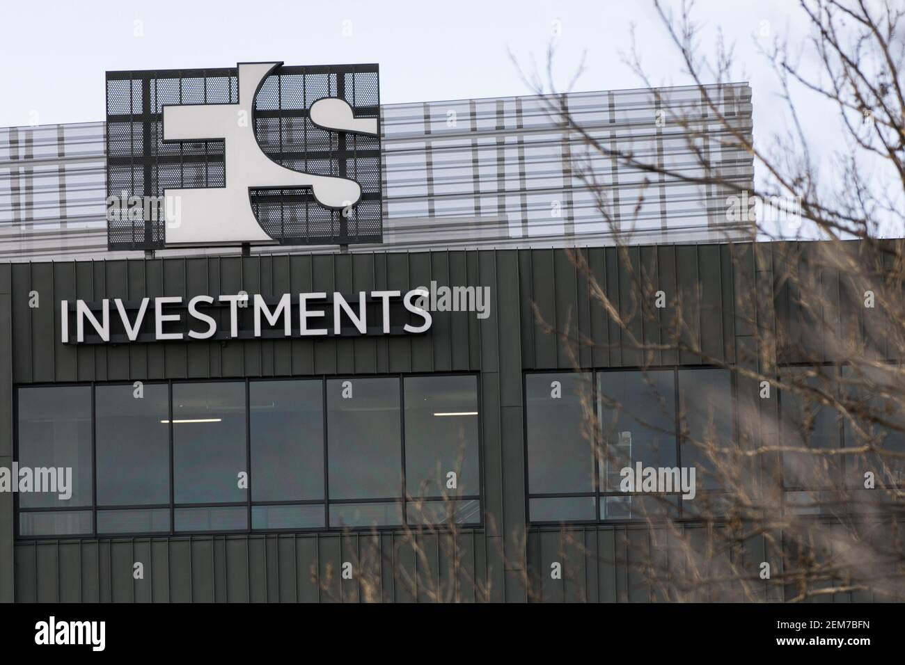 A logo sign outside of the headquarters of FS Investments in ...